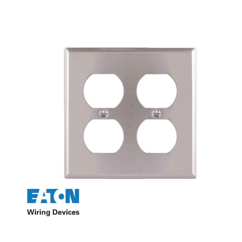 4X4 DOUBLE DUPLEX STAINLESS STEEL COVER - Modern Electrical Supplies Ltd